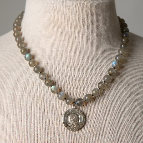 Jennifer's Labradorite Jesus I Am A Lutheran Necklace - Ad Crucem