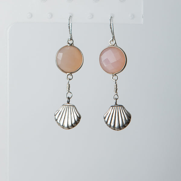 Jennifer’s Peach Chalcedony and Sterling Silver Shell Earrings (set A ...